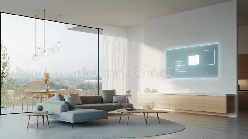 Modern Smart Home Interior Design Living Room. Futuristic Tech ...
