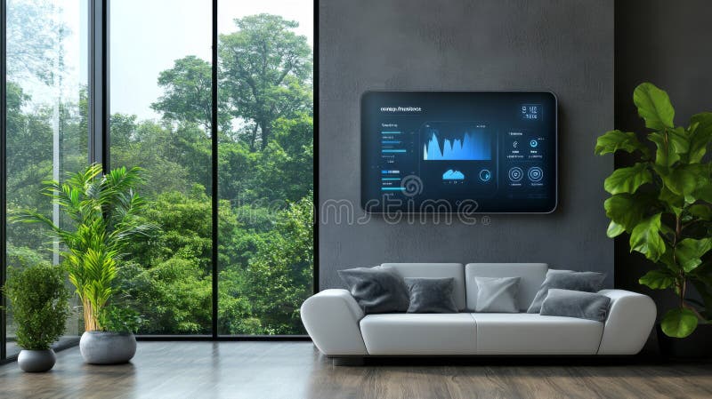 Modern Smart Home Interior with Digital Control Panel Stock ...