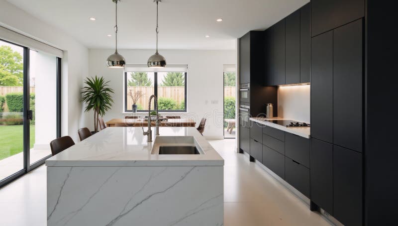 Modern Smart Home Kitchen Design with Sleek Interiors Stock ...