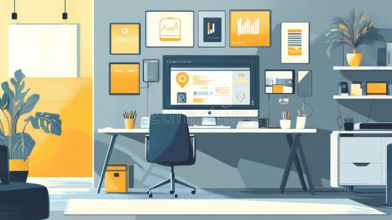 Modern Smart Home Office Setup with Various Communication Devices Stock ...