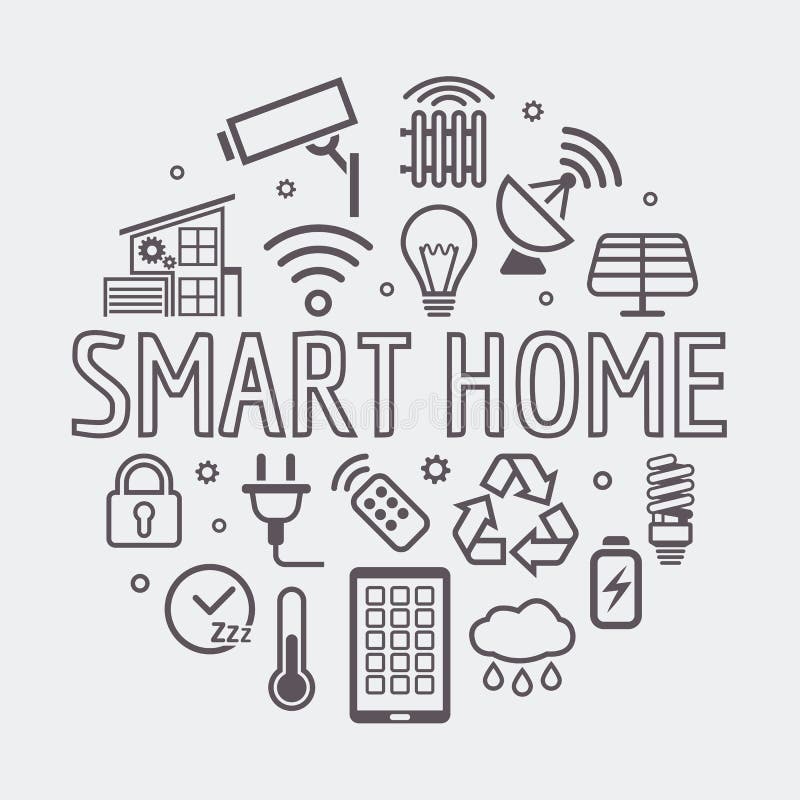 Modern Smart Home Round Illustration, Vector Symbol Made with Icons and ...