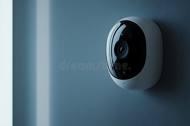 Modern Smart Home Security Camera on Teal Wall High-Resolution Render ...