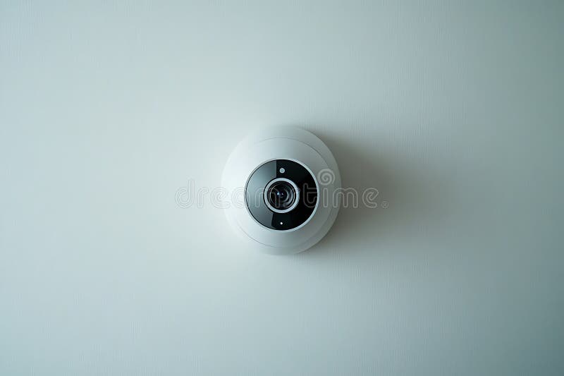Modern Smart Home Security Camera on White Wall, Indoor Surveillance ...