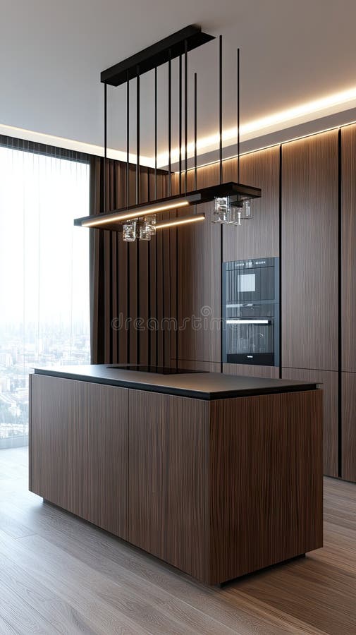 Modern Smart Kitchen with Connected Devices and Digital Interfaces in a ...