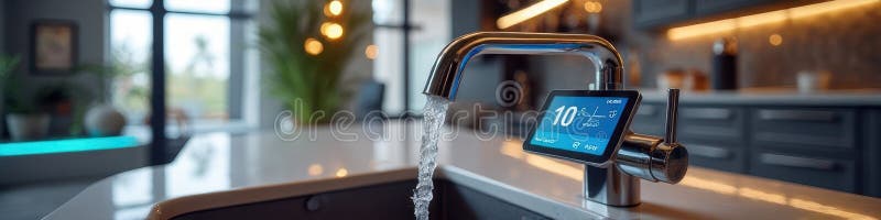Modern Smart Kitchen Faucet with Digital Display in Contemporary Home ...