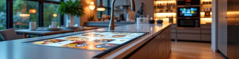Modern Smart Kitchen Interactive Touchscreen Display Elegant Lighting ...