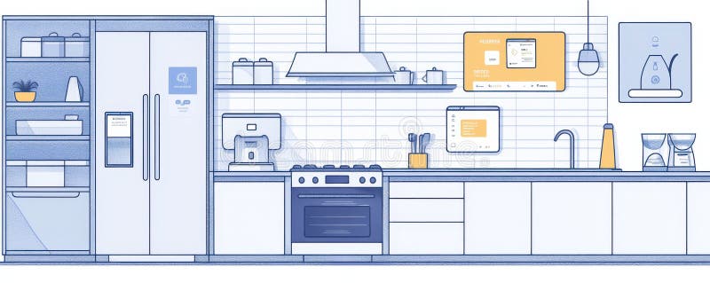 Modern Smart Kitchen Interior with Advanced Appliances and Digital ...