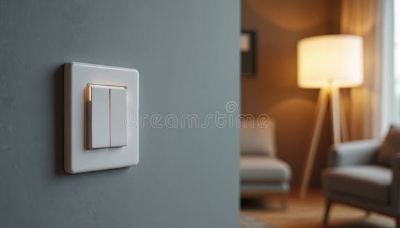 Modern Smart Light Switch in Stylish Home Interior. White Wall Panel ...