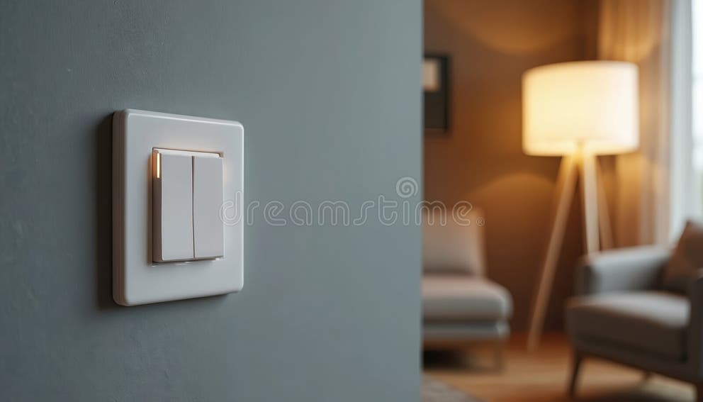 Modern Smart Light Switch in Stylish Home Interior. White Wall Panel ...