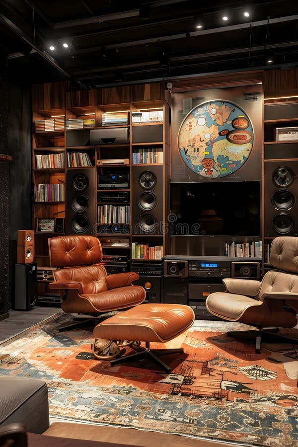 Modern Smart Living Room with Tech Elements Generative AI Stock ...