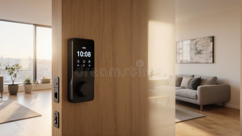 Modern Smart Lock Enhances Home Security Stock Illustration ...