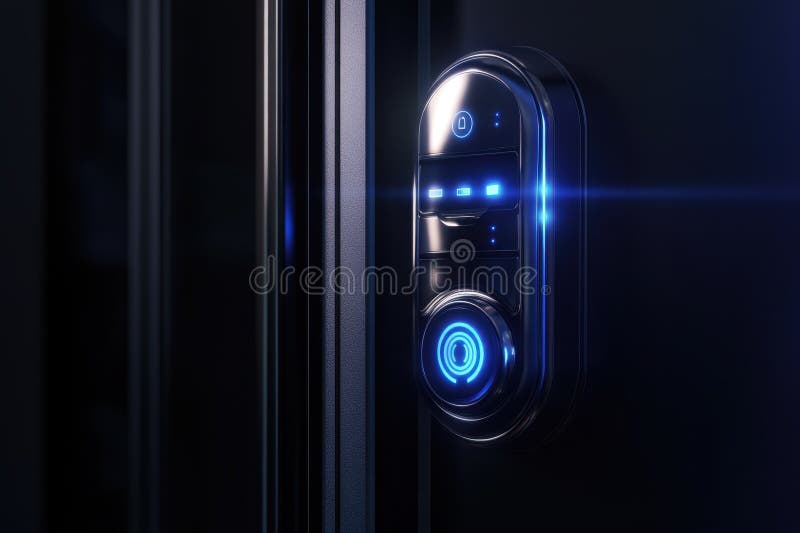 Modern Smart Lock Technology Featuring Blue LED Indicators on a Sleek ...