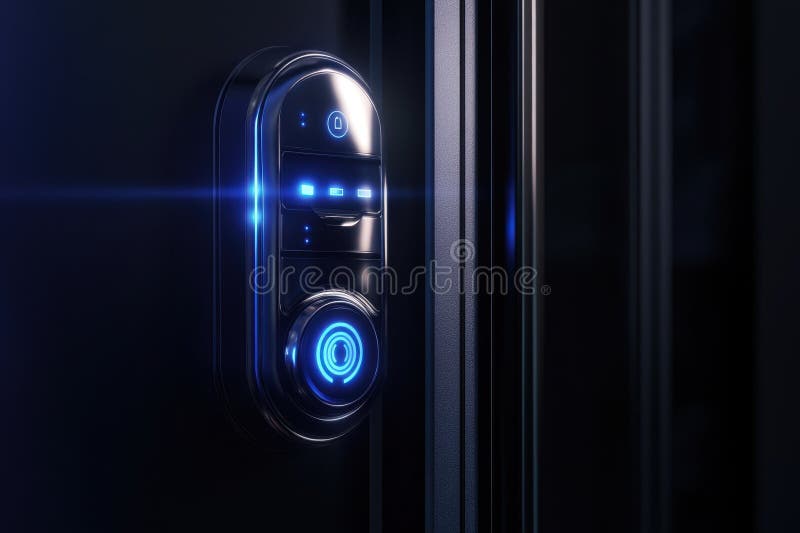 Modern Smart Lock Technology Featuring Blue LED Indicators on a Sleek ...