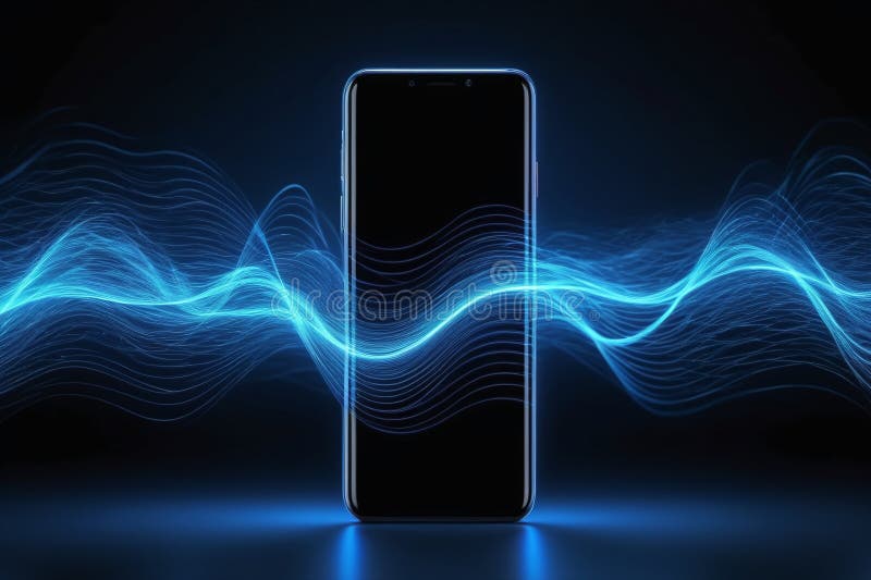 Modern Smart Mobile Phone with Waves Stock Illustration - Illustration ...