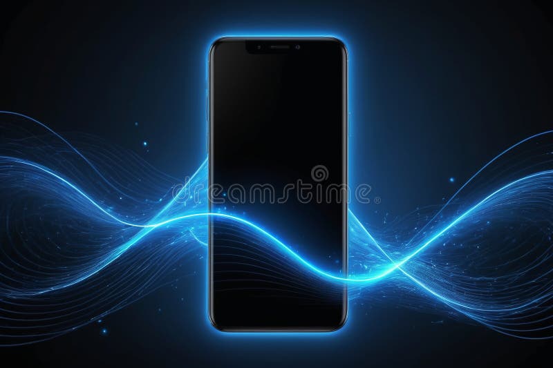Modern Smart Mobile Phone with Waves Stock Illustration - Illustration ...
