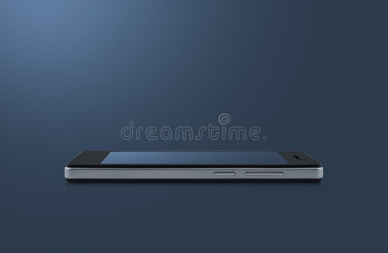 Modern Smart Phone with Blank Blue Screen Isolated on Light Blue Stock ...