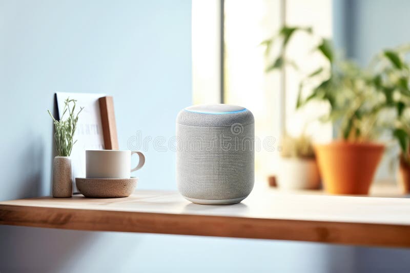 A Modern Smart Speaker Assistant on a Table in a Cozy Home Setting ...
