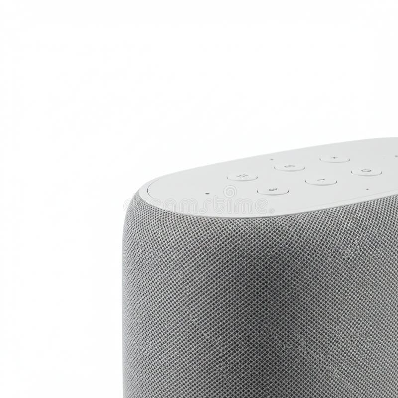 A Modern Smart Speaker with a Rounded Rectangular Shape and a Mesh ...