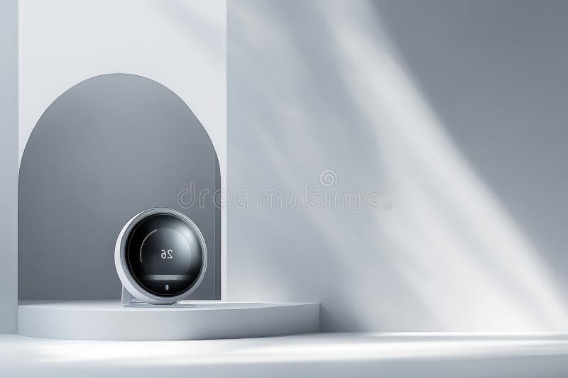 Modern Smart Thermostat Display in a Minimalistic Interior Setting ...