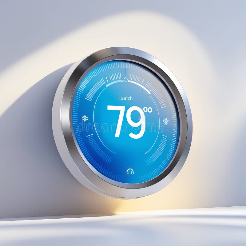 Modern Smart Thermostat with High-Resolution Display Stock Illustration ...