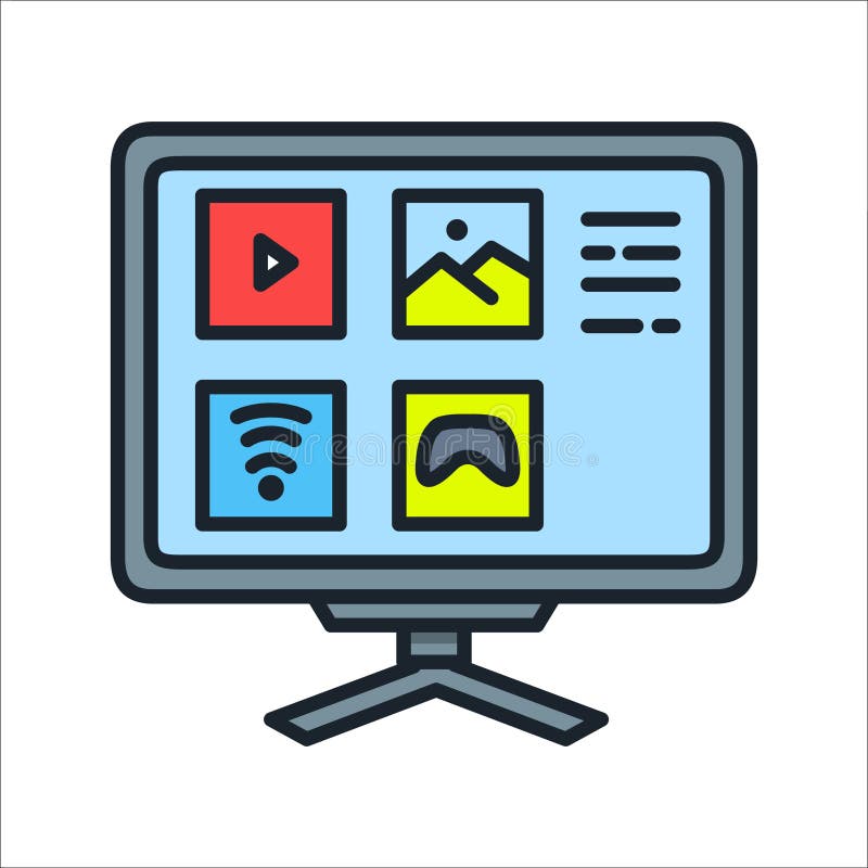 Modern Smart TV Icon Color Illustration Design Stock Vector ...