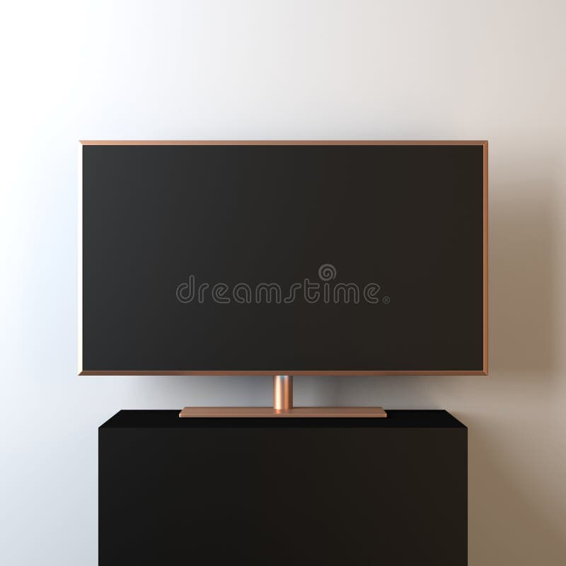 Modern Smart TV Mockup with Gold Metal Frame and Stand Stock ...