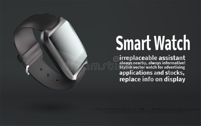 Modern Smart Watch on a Dark Background with Place for Advertising Text ...