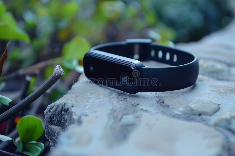 Modern Smart Watch Lying on Stone Surface Outdoors Stock Photo - Image ...