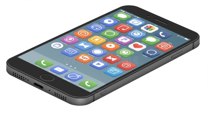 Modern Smartphone with a Black Frame Featuring a Touchscreen Displaying ...