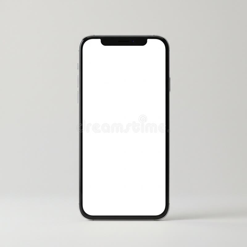 Black Smartphone Features White Screen Displayed Background Stock ...