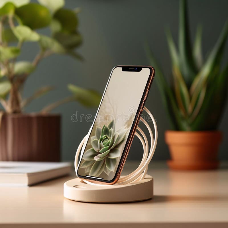 Modern Smartphone with Blank Screen on Table in Office. Mockup for ...