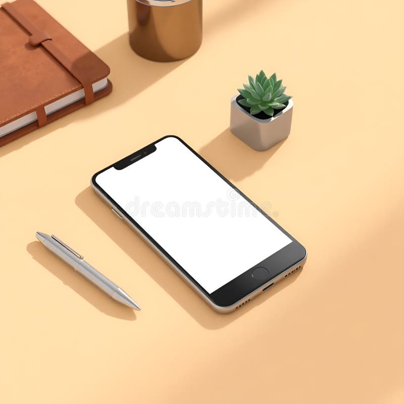 Modern Smartphone Blank Screen Trendy Mockup Stock Illustration ...