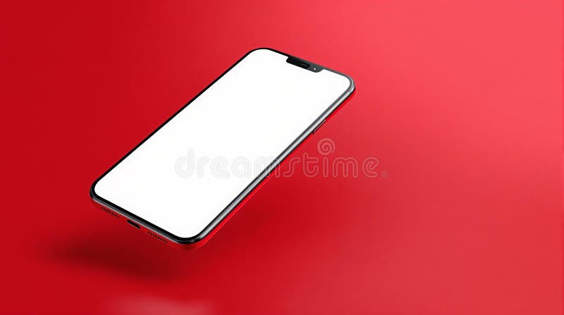 Sleek Red Mobile Phone Blank Screen App Presentation Stock Photos ...