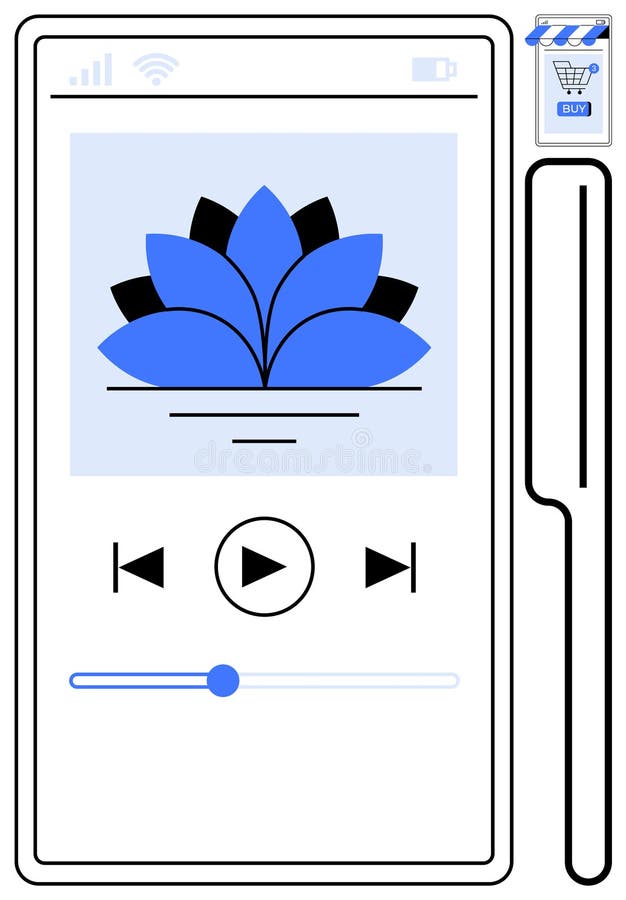 Modern Smartphone with Music Streaming App Interface and Blue Lotus ...