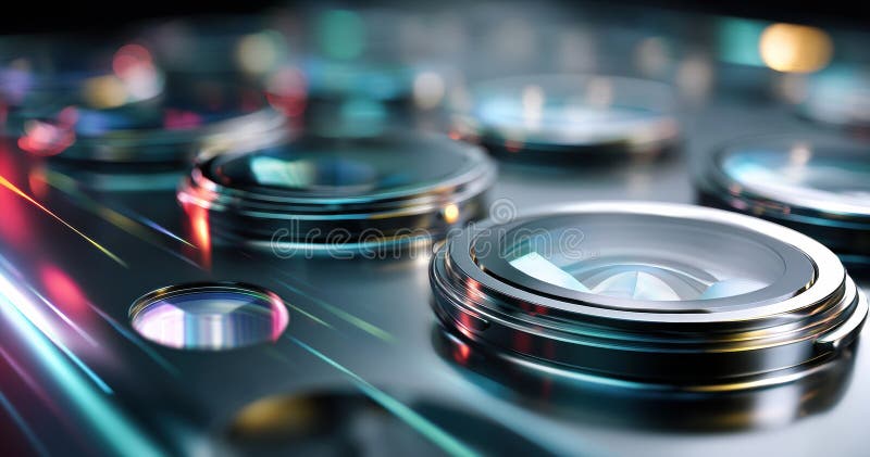 Modern Smartphone Camera Lenses Highlighted by Futuristic Lighting ...