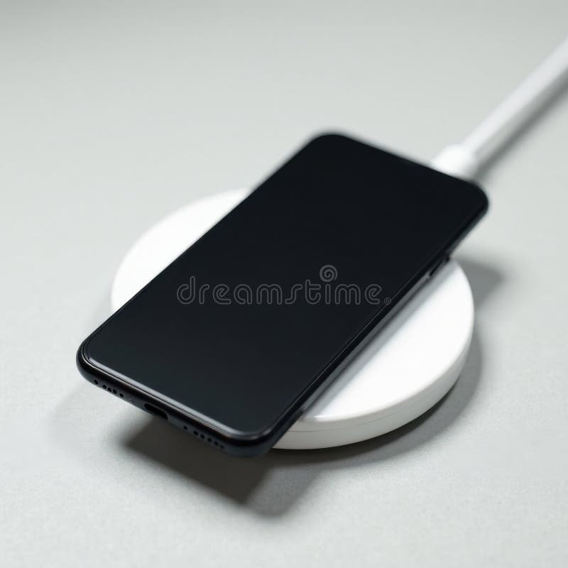 Modern Smartphone Charging Wirelessly Sleek Minimal Pad Stock Photos ...