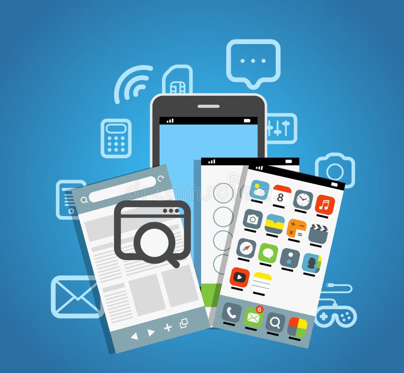 Modern Smartphone with Different Application Screens Stock Vector ...