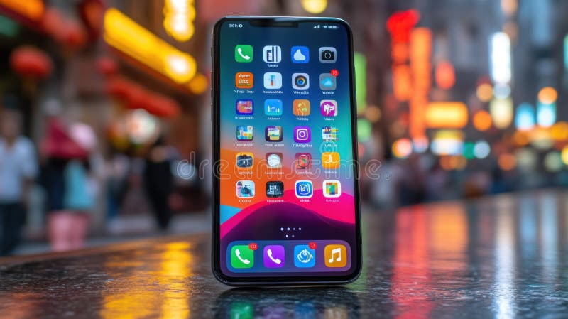 Modern Smartphone Display with App Icons Stock Illustration ...