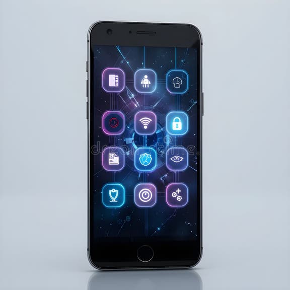 Modern Smartphone Display Mobile Device with App Icons Digital ...