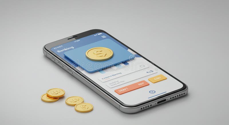 Mobile Banking and Digital Currency Concept Stock Illustration ...