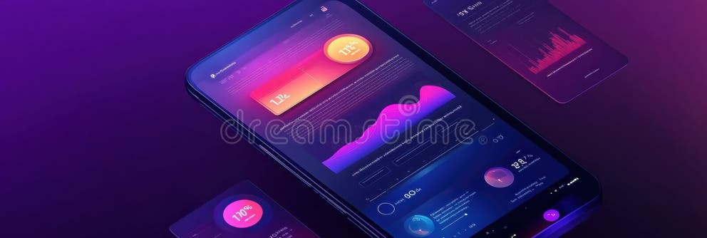 Modern Smartphone Displaying Dynamic Data Visualizations with Vibrant ...