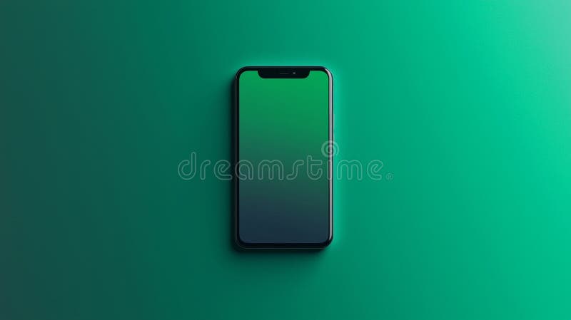 Modern Smartphone Displaying a Gradient Screen from Green To Dark Blue ...