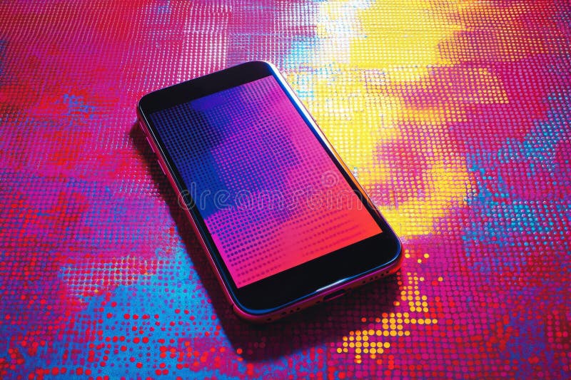 Modern Smartphone Displaying Pixelated Abstract Art on a Colorful ...