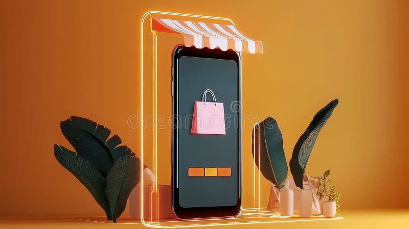 Modern Smartphone Displaying Shopping Interface, Symbolizing Online ...