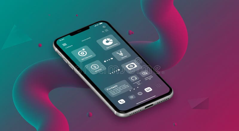 Modern Smartphone Displaying a User Interface with Multiple App Icons, Including Stock ...