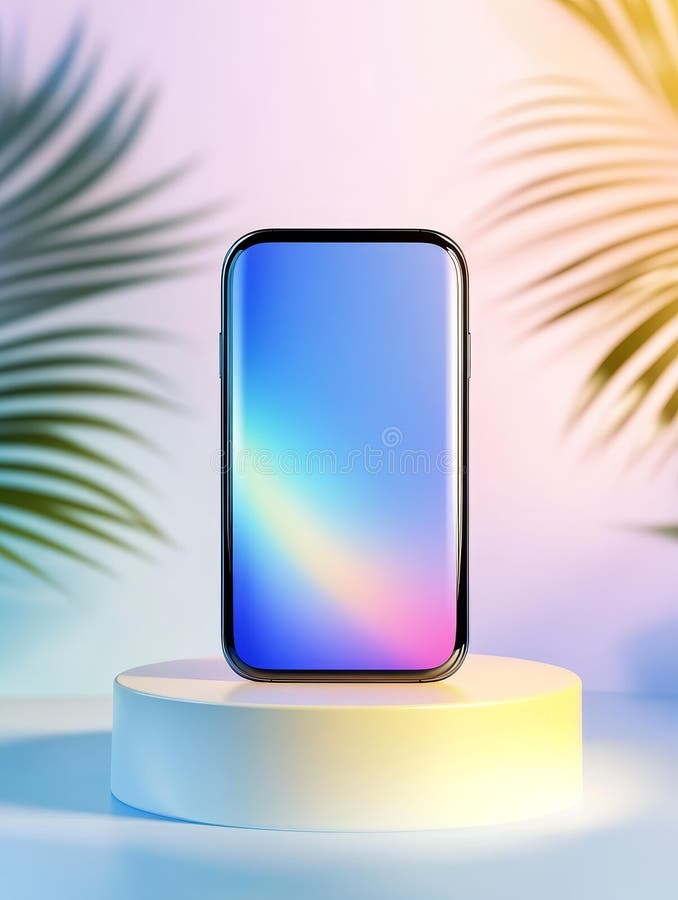 Modern Smartphone Displaying Vibrant Blue Gradient Sleek Smartphone ...