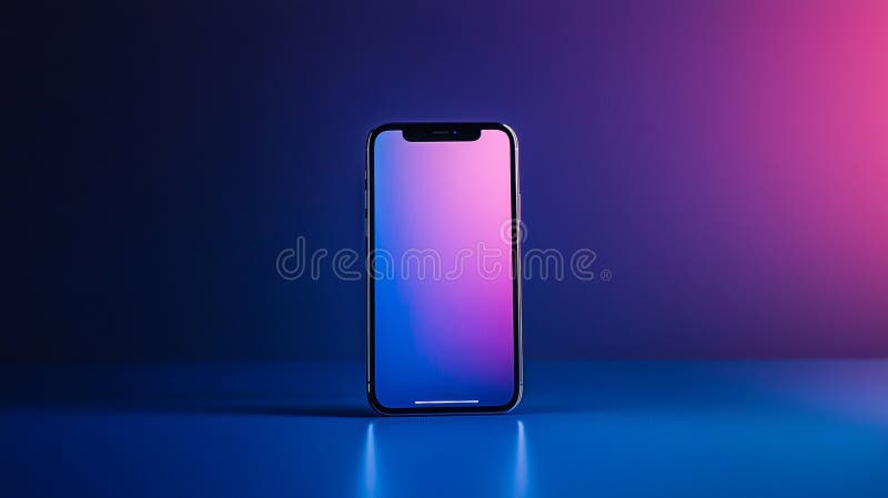 Modern Smartphone Displaying a Vibrant Gradient Screen Stands on a ...