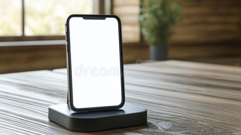 Modern Smartphone on Dock with White Screen Stock Illustration ...