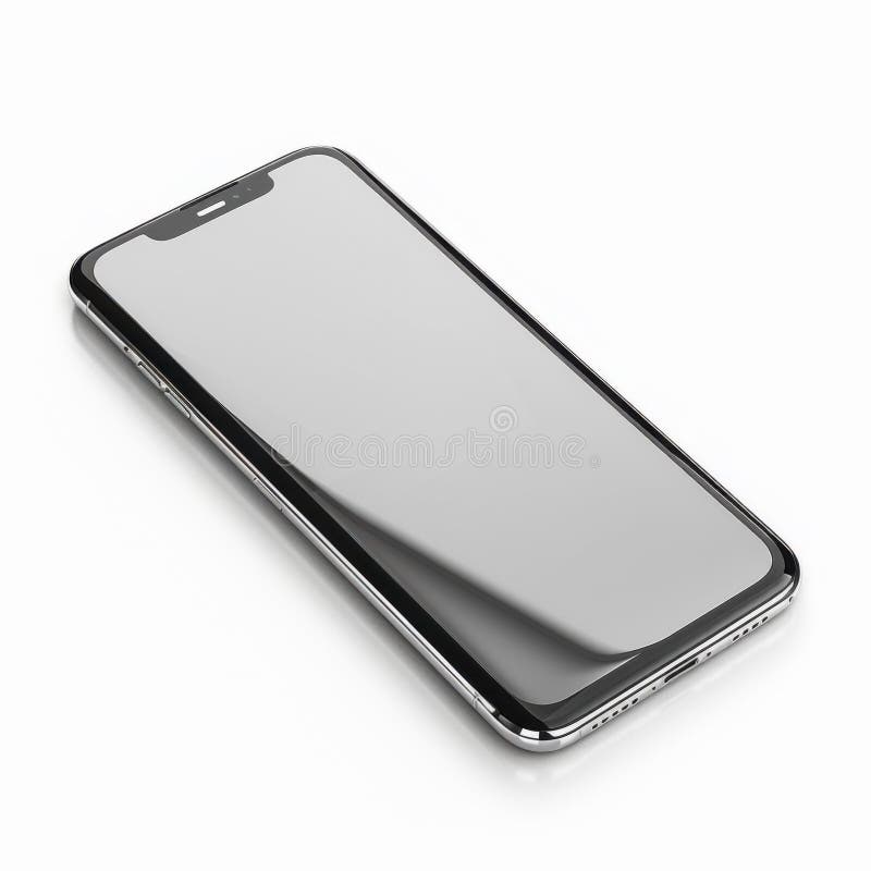 Modern Smartphone with Edge-to-edge Display Lying Flat on White Surface ...