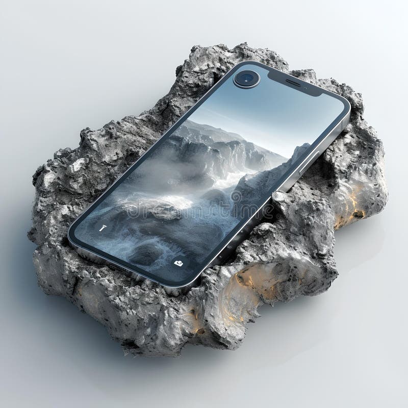 Sleek Smartphone Blending with Rugged Nature. Modern Technology Meets ...